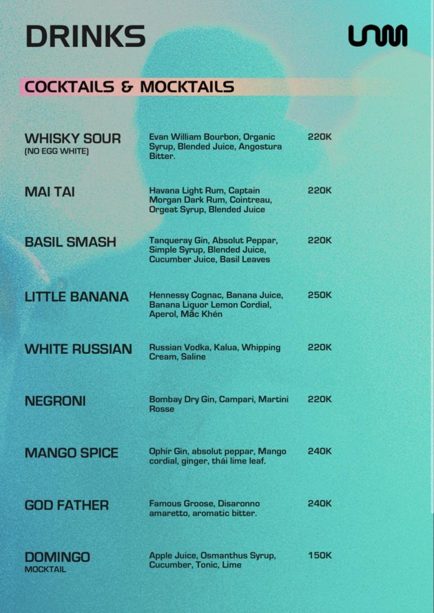 Menus – Unmute Club